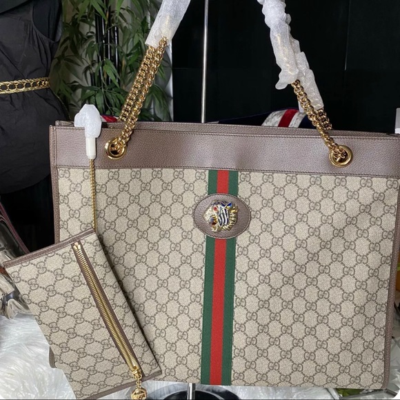 Gucci | Bags | Auth Gucci Gg Supreme Monogram Canvas Large Rajah Chain ...
